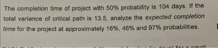 Solved The completion time of project with 50% probability | Chegg.com