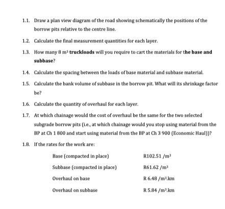 Solved transportation 1. TUTORIAL 1 - Question EARTHWORKS - | Chegg.com