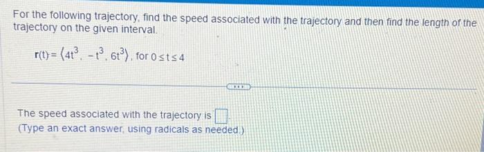 Solved For the following trajectory, find the speed | Chegg.com
