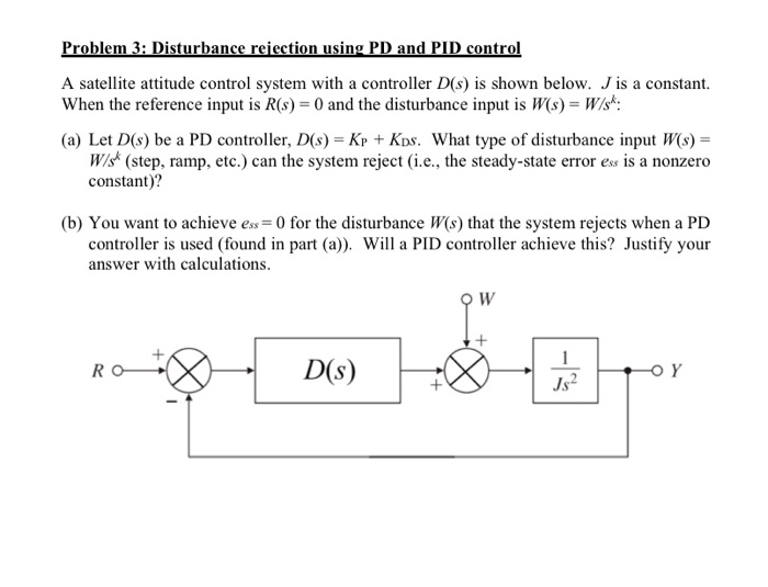 Solved Problem 3: Disturbance rejection using PD and PID | Chegg.com