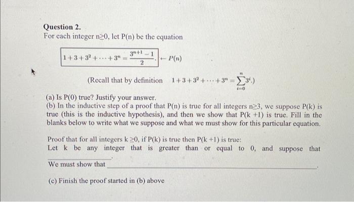 Solved Question 2. For each integer \\( n \\geq 0 \\), let | Chegg.com