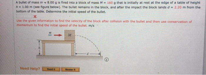 Solved A bullet of mass m - 8.00 g is fired into a block of | Chegg.com