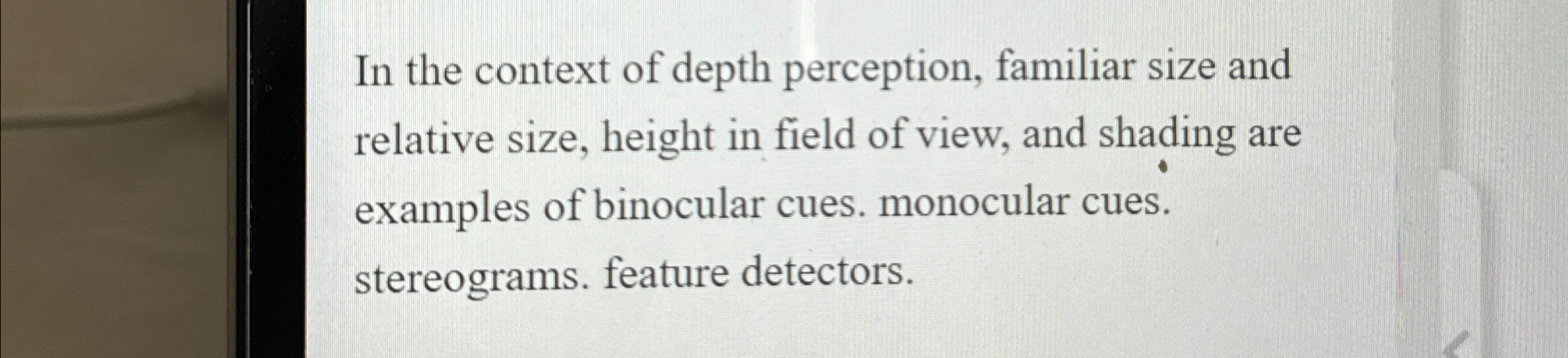 Solved In the context of depth perception, familiar size and | Chegg.com