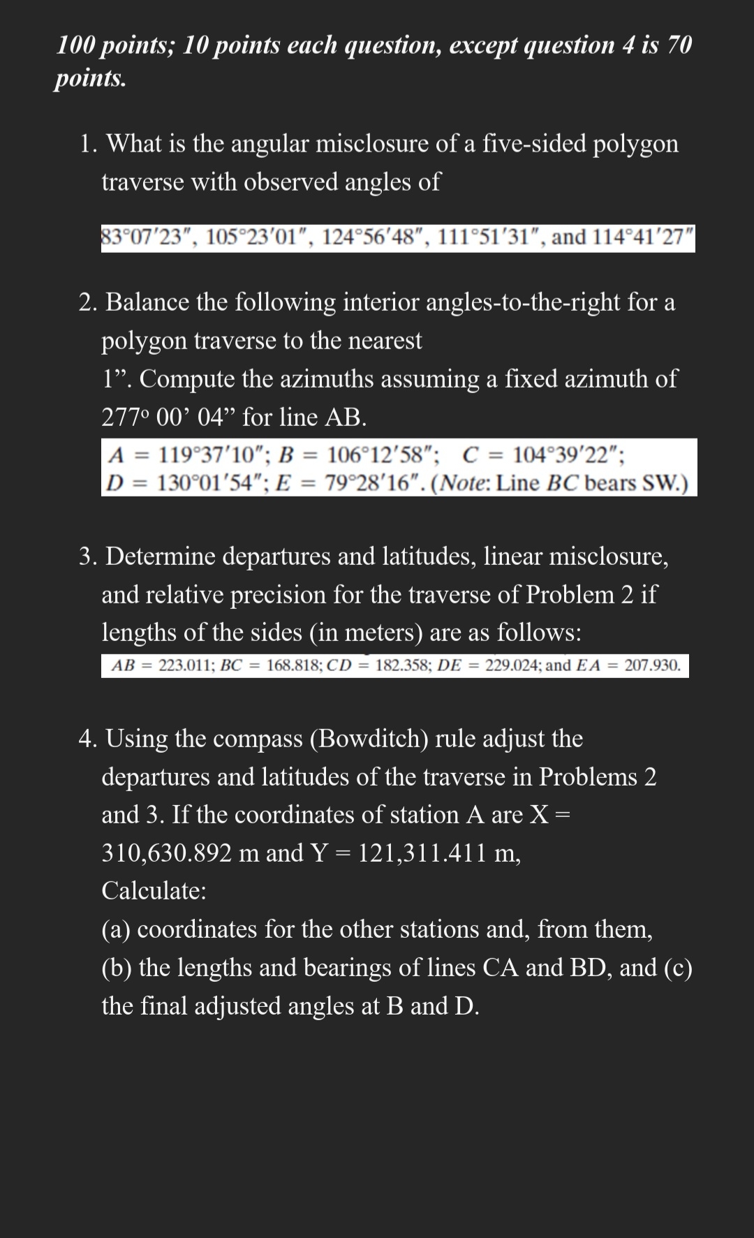 Solved 100 ﻿points; 10 ﻿points each question, except | Chegg.com