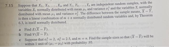 Solved .15 Suppose that X1,X2,…,Xm and Y1,Y2,…,Yn are | Chegg.com