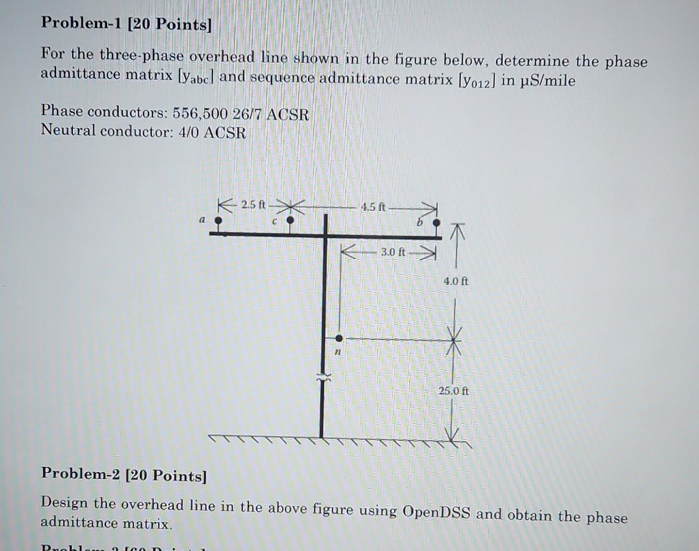 Solved For the three-phase overhead line shown in the figure | Chegg.com