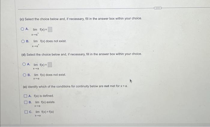 Solved Find the value x= a whare the function is | Chegg.com