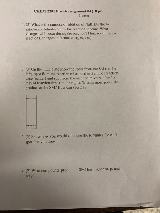 Solved CHEM-2201 Prelab assignment #4 (10 pt) Name: 1.(3) | Chegg.com
