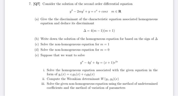 Solved 7. [Q7] Consider the solution of the second order | Chegg.com
