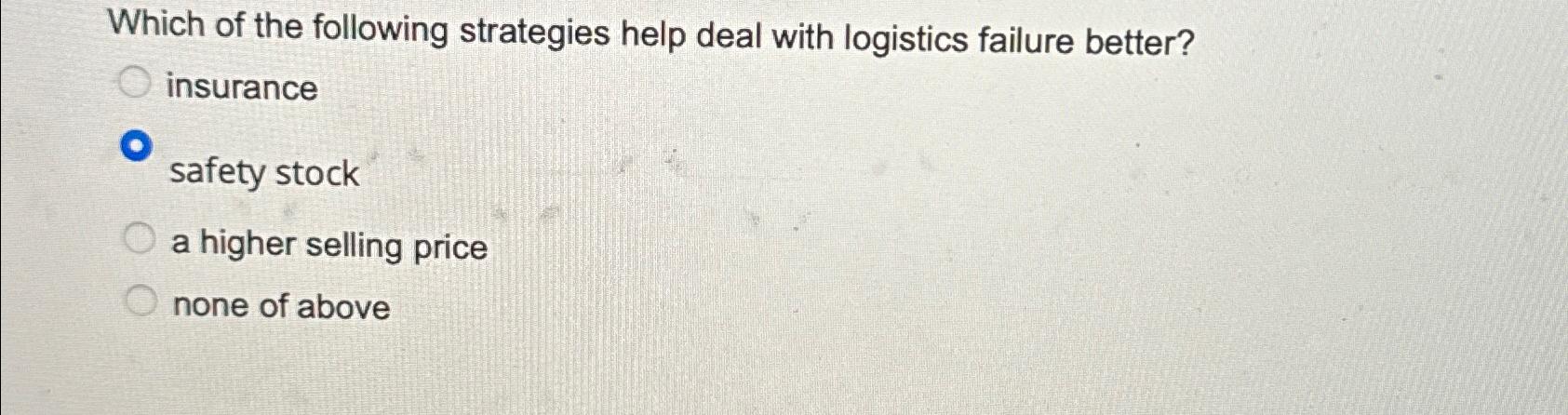 Solved Which of the following strategies help deal with | Chegg.com