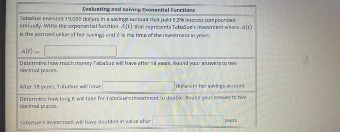 Solved Evaluating and Solving Exonential Functions Tabasue | Chegg.com