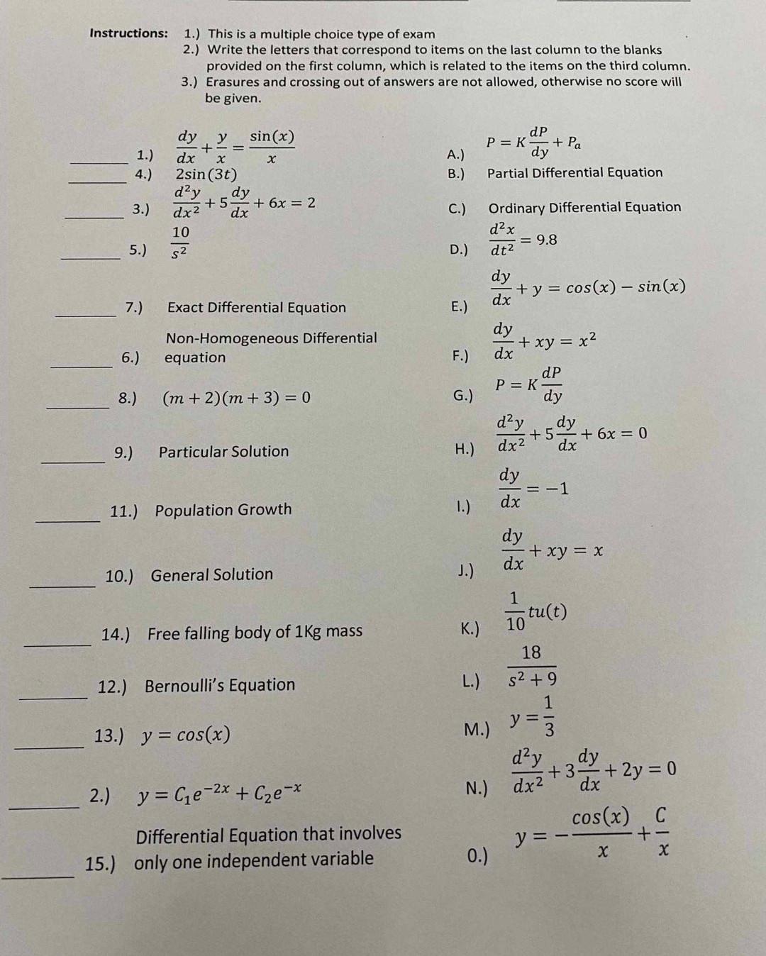 Solved Instructions: 1.) This is a multiple choice type of | Chegg.com