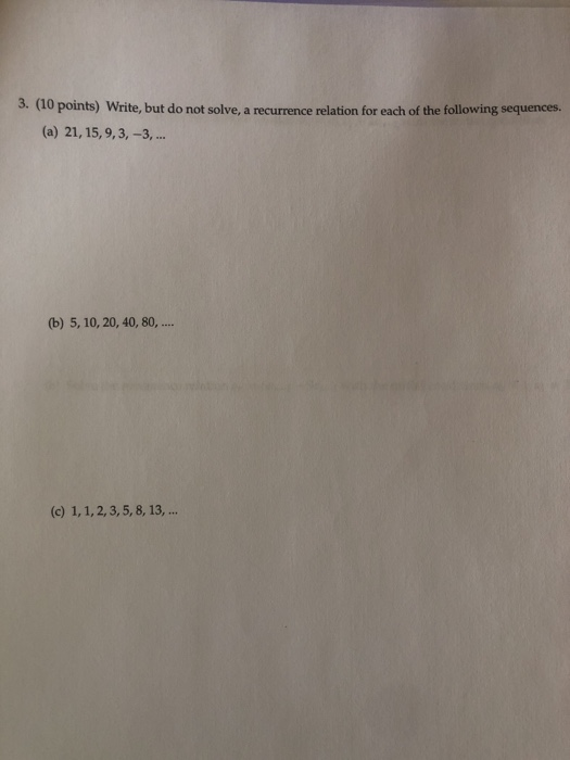 Solved 3. (10 points) Write, but do not solve, a recurrence | Chegg.com