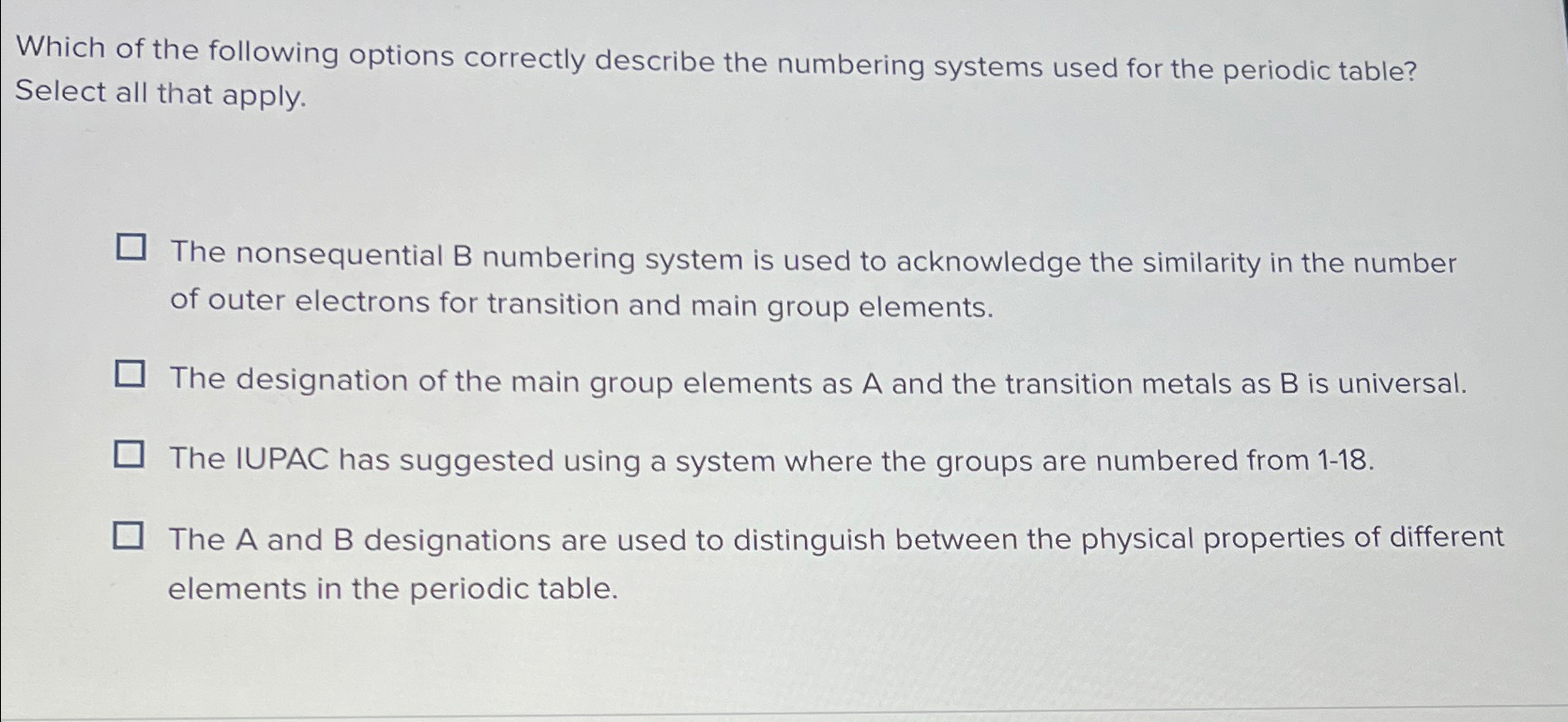 Solved Which of the following options correctly describe the | Chegg.com
