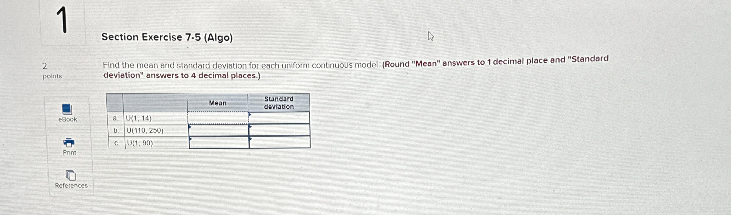 Solved Section Exercise 7.5 (Algo)Find the mean and standard | Chegg.com