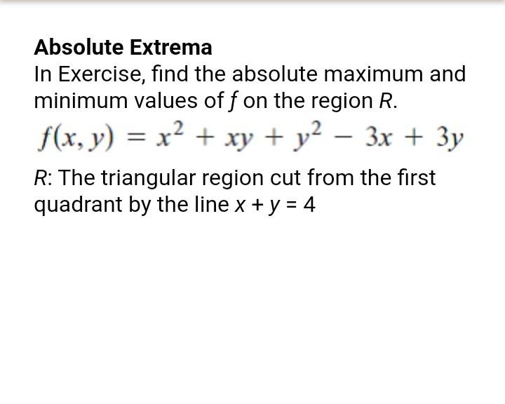 Solved Absolute Extrema In Exercise, find the absolute | Chegg.com