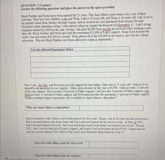 Solved QUESTION 2 ( 5 points) Answer the following questions | Chegg.com