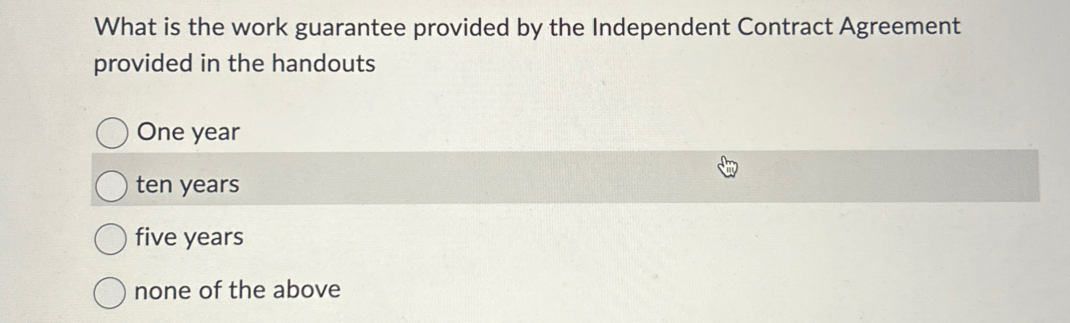 Solved What is the work guarantee provided by the | Chegg.com