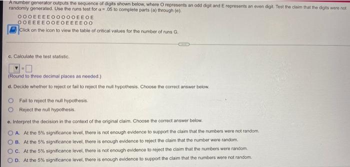 Solved A number generator outputs the sequence of digits | Chegg.com