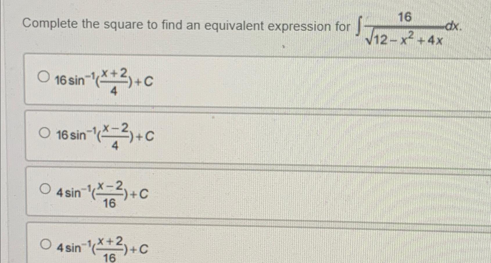 Solved Complete the square to find an equivalent expression | Chegg.com