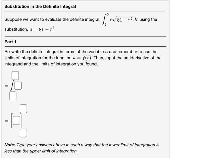 Solved Substitution in the Definite Integral Suppose we want | Chegg.com