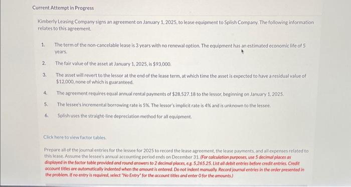 Solved Kimberly Leasing Company signs an agreement on | Chegg.com