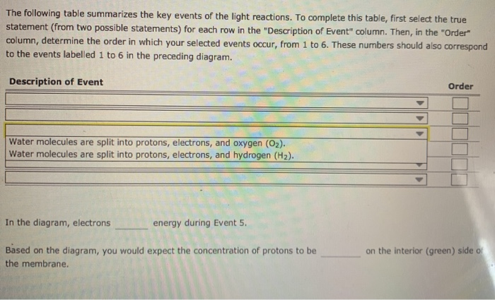 Solved The following table summarizes the key events of the | Chegg.com