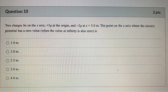 Solved Question 10 2 pts Two charges lie on the x axis, +3q | Chegg.com Solved Question 10 2 pts Two charges lie on the x axis, +3q | Chegg.com