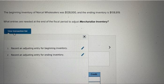 Solved The beginning inventory of Norcal Wholesalers was | Chegg.com