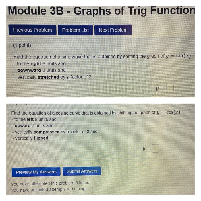 Solved Module 3B - Graphs of Trig Function Previous Problem | Chegg.com