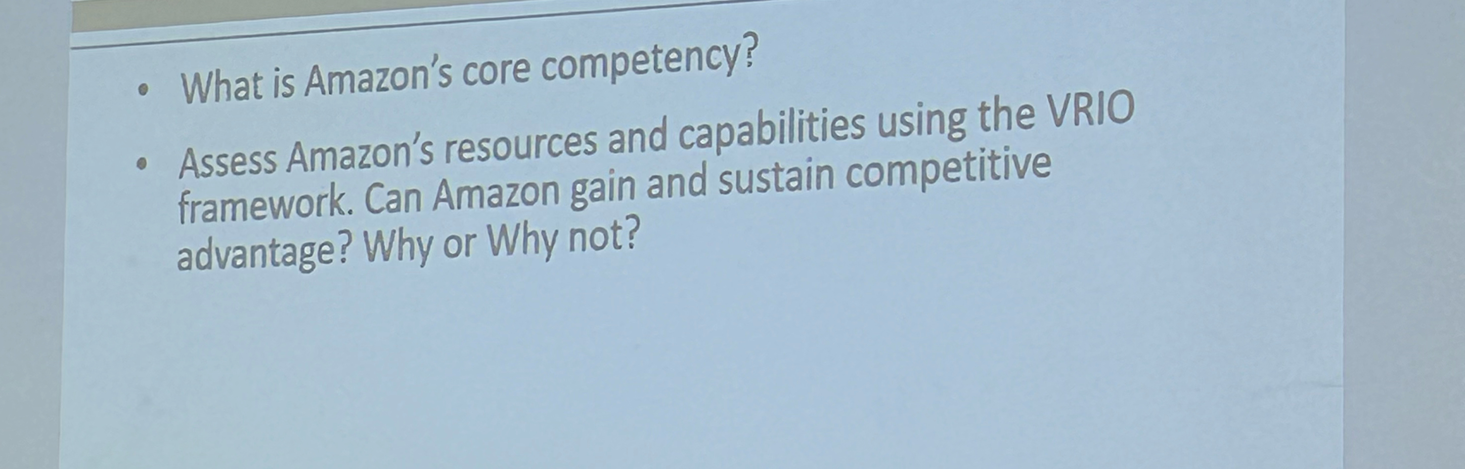 Solved What is Amazon's core competency?Assess Amazon's | Chegg.com