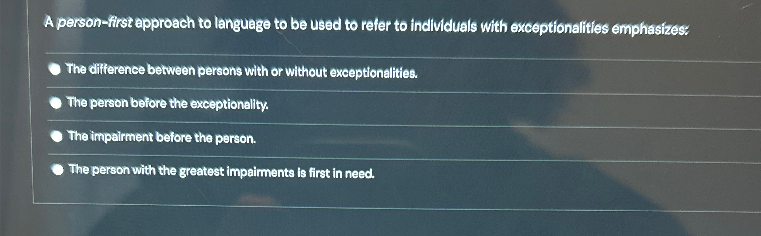 Solved A person-first approach to language to be used to | Chegg.com