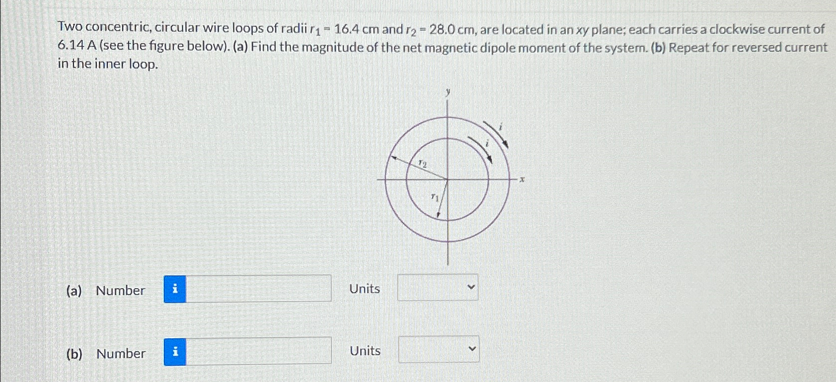 Solved Two concentric, circular wire loops of radii | Chegg.com
