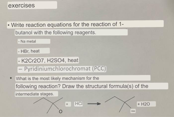Solved Write reaction equations for the reaction of 1 | Chegg.com