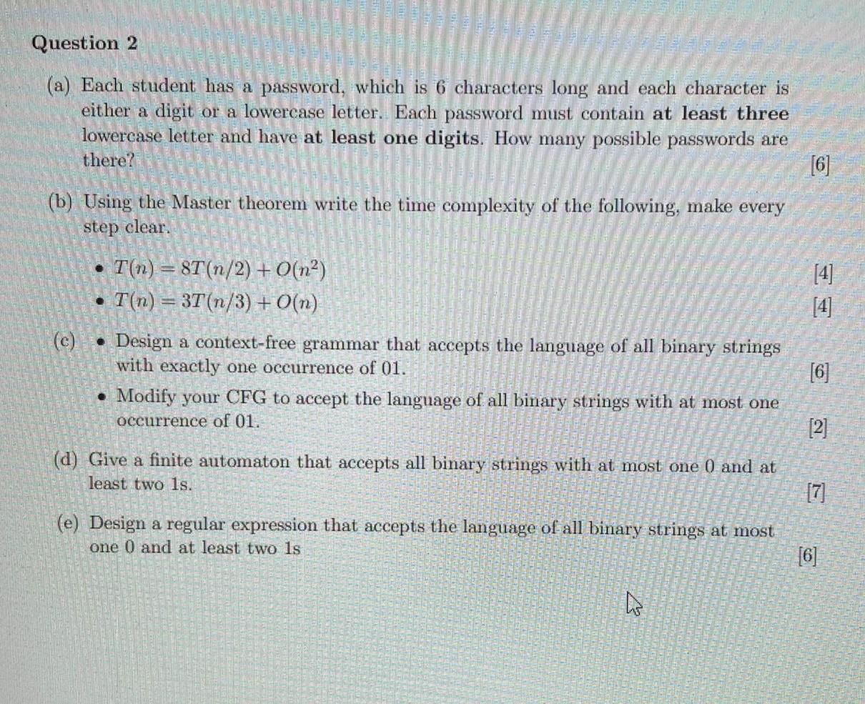 Solved (a) Each student has a password, which is 6 | Chegg.com