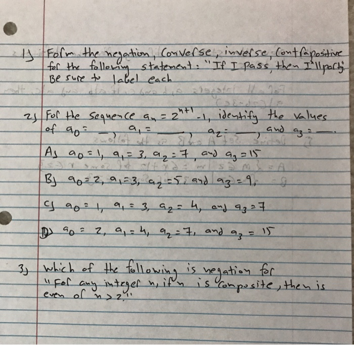 Solved 14 Form the negation, converse, inverse, | Chegg.com