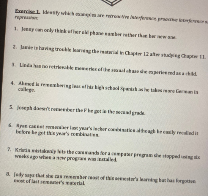 Solved Exercise 1. Identify which examples are retroactive | Chegg.com