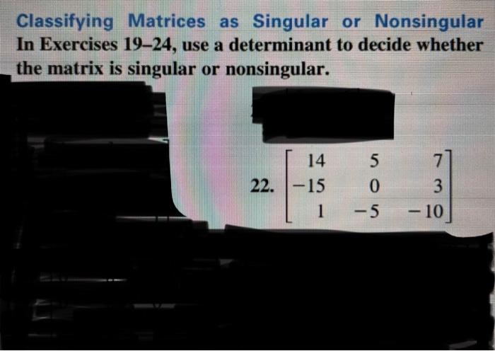 Solved Classifying Matrices as Singular or Nonsingular In | Chegg.com