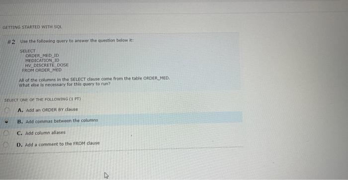Solved \#2 Use the following query to answer the question | Chegg.com