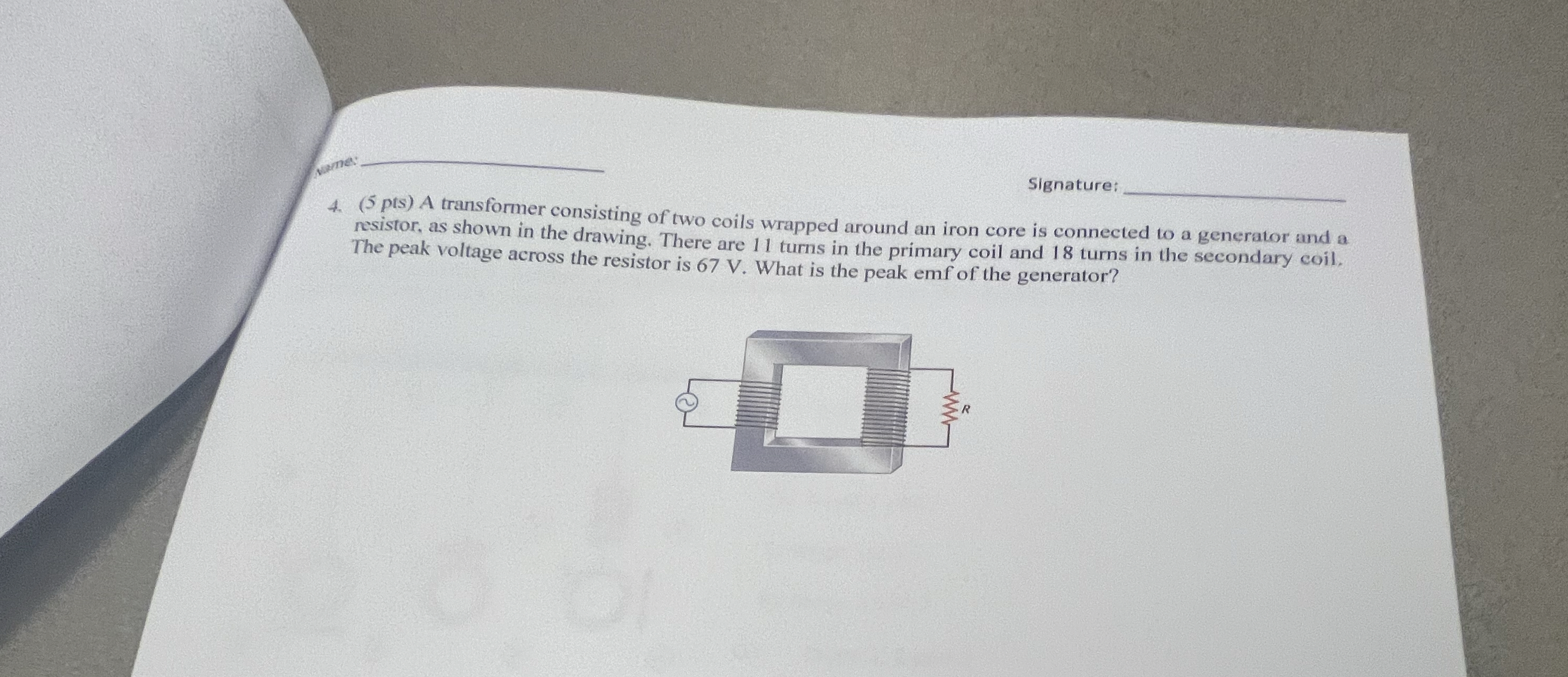 Solved vime:Signature4. (5 ﻿pts) ﻿A transformer consisting | Chegg.com
