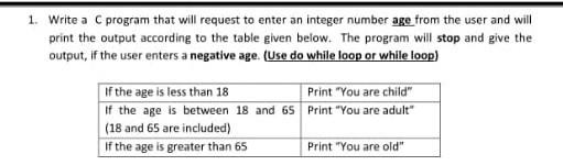 Solved 1. Write a C program that will request to enter an | Chegg.com