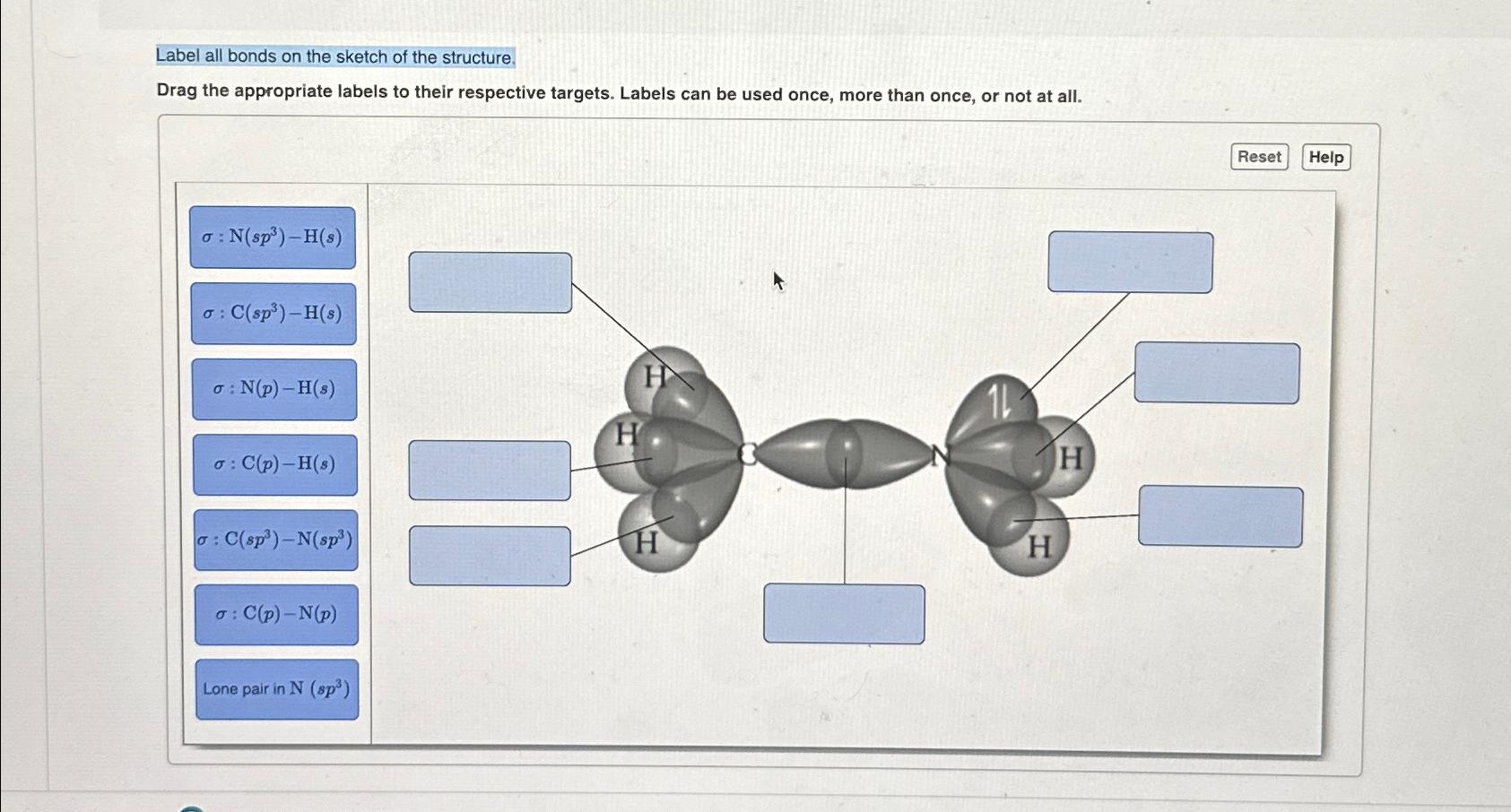 Solved Label all bonds on the sketch of the structure.Drag | Chegg.com