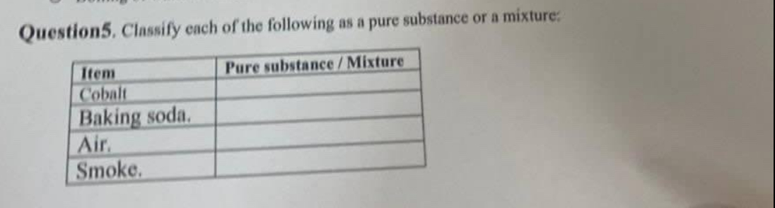Solved Question5. ﻿Classify each of the following as a pure | Chegg.com