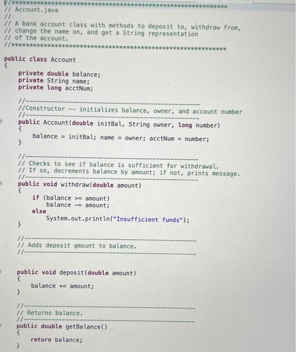 Solved File Account.java (see A Flexible Account Class | Chegg.com