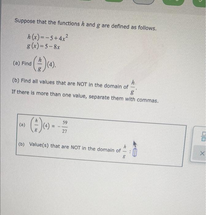Solved Suppose that the functions h and g are defined as | Chegg.com