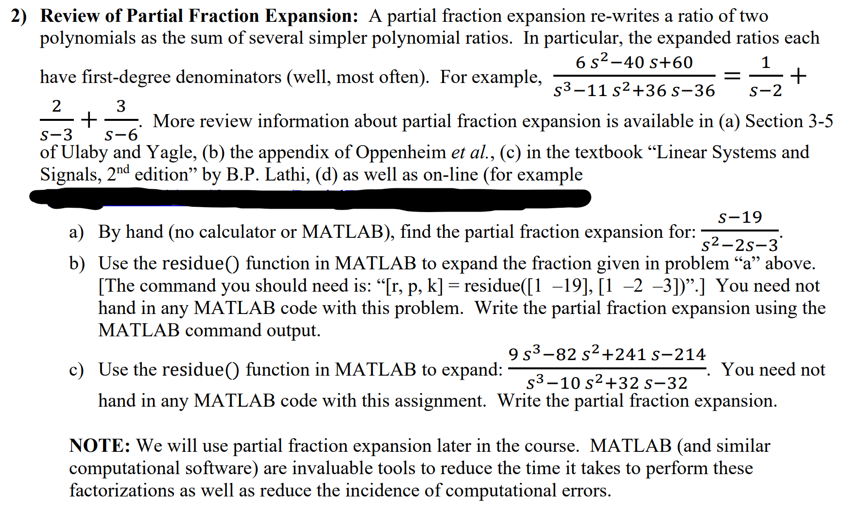 Solved Review of Partial Fraction Expansion: A partial | Chegg.com