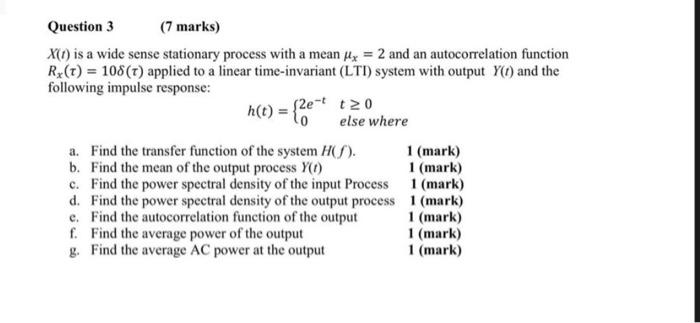 Solved X(t) is a wide sense stationary process with a mean | Chegg.com