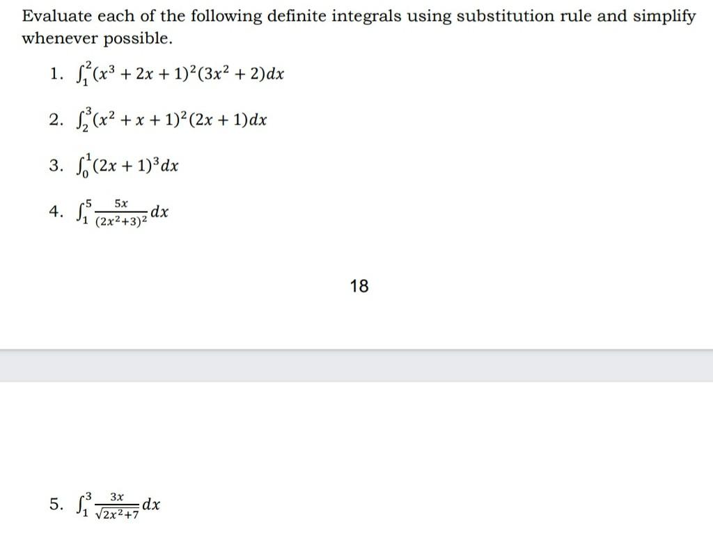 Solved Evaluate each of the following definite integrals | Chegg.com