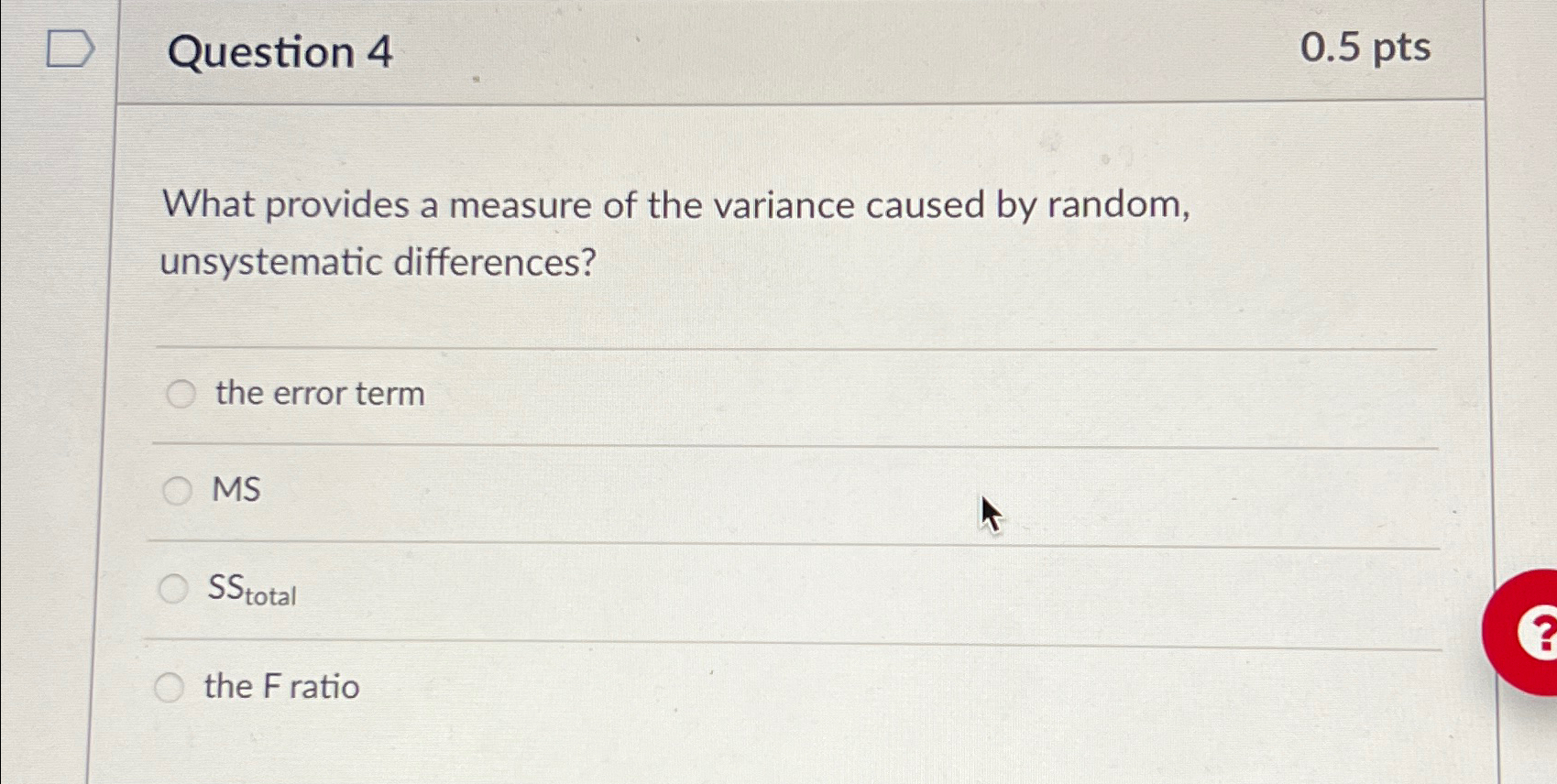 Solved Question 40.5ptsWhat provides a measure of the | Chegg.com