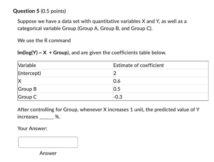 Question 1 (0.5 points) Suppose we have a data set | Chegg.com